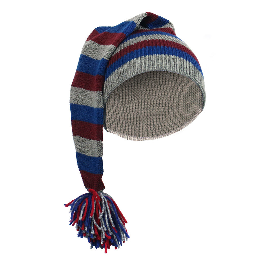 Blue & Grey Striped Stocking Cap – Vintage Knit Winter Hat Replica ...